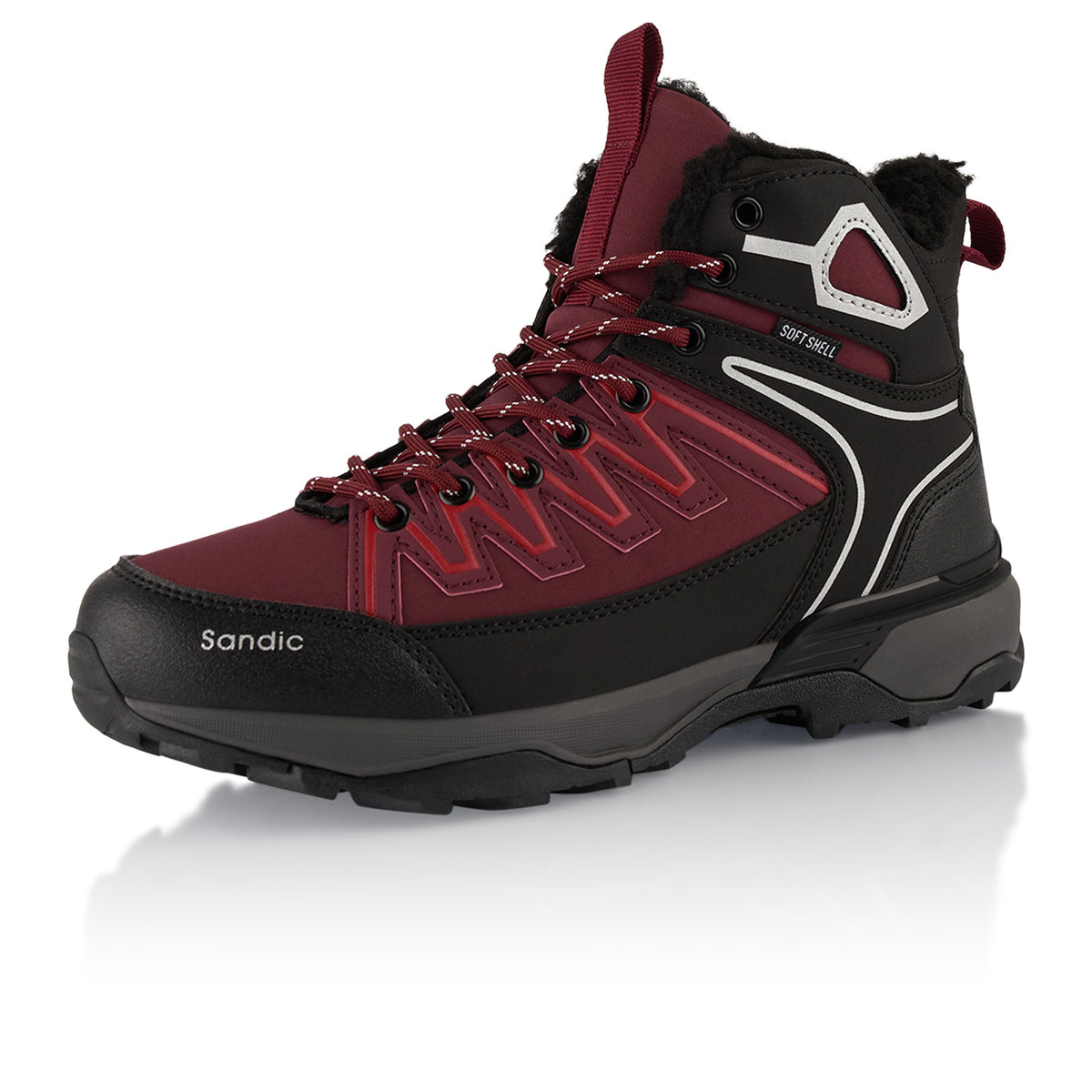 Winterstiefel Warm Gefütterte Softshell Wanderschuhe Rot Schwarz