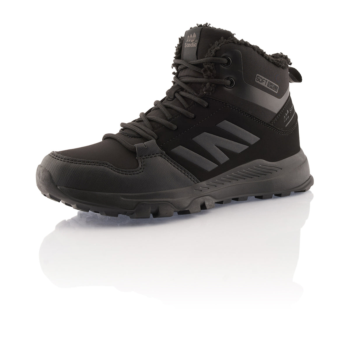 Winterstiefel warm gefütterte Wanderschuhe Softshell Schwarz Grau